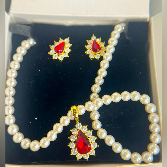 Avon | Jewelry | Ruby And Pearl Set | Poshmark